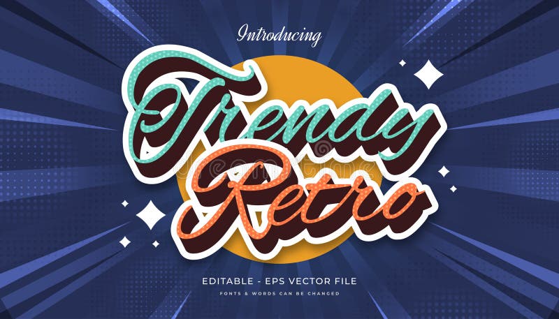 Editable Text Effect in Trendy Retro Style Stock Vector - Illustration ...