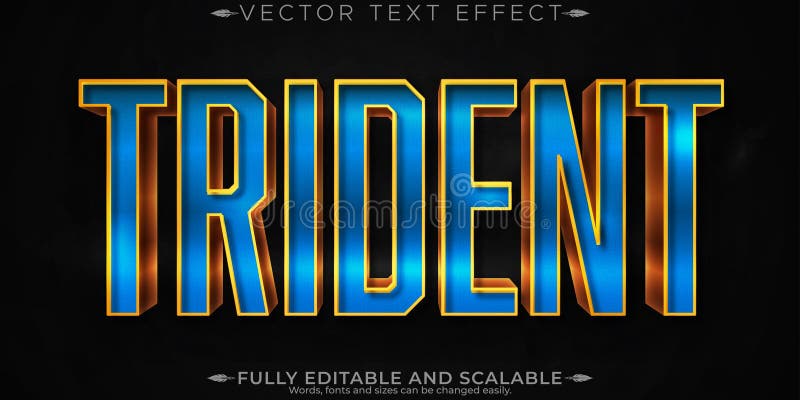 Editable Text Effect Trident, 3d Water and Ocean Font Style Stock Vector - Illustration of ...