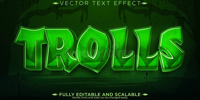 Editable Text Effect Trolls, 3d Cartoon and Comic Font Style Stock ...