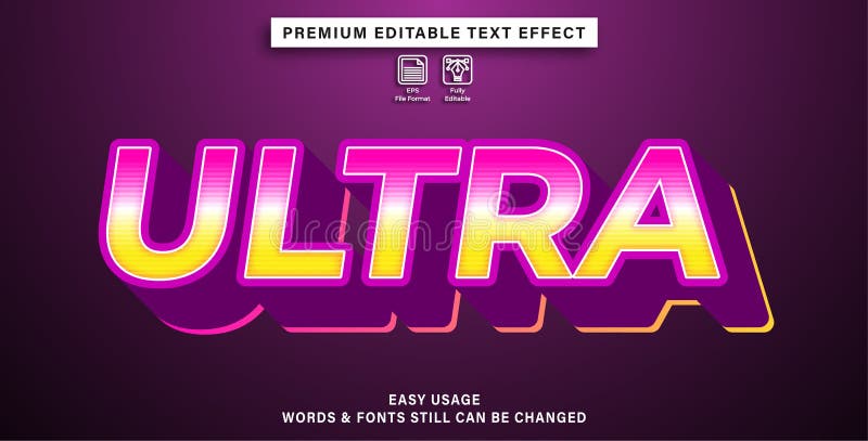 Editable text effect ultra stock illustration. Illustration of logo ...