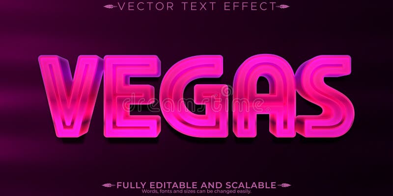 Editable Text Effect Vegas, 3d Glowing and Casino Font Style Stock ...