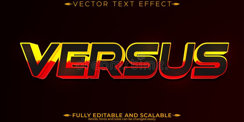 Editable Text Effect Versus, 3d Game and Movie Font Style Stock Vector ...