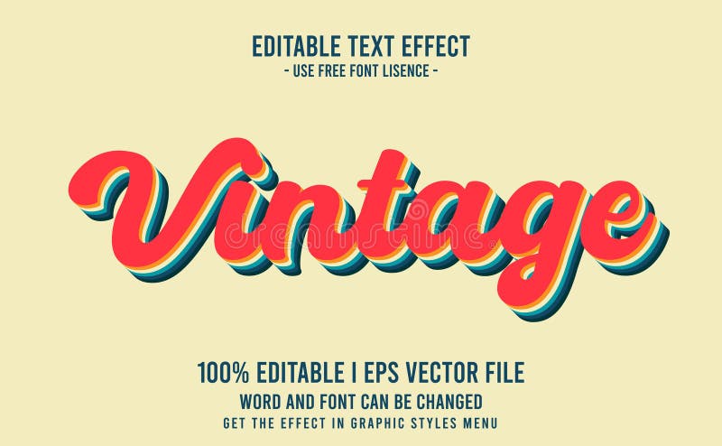 Editable Text Effect - Vintage Style Template Premium Vector. Stock ...