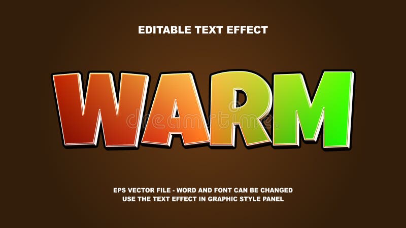 Editable Text Effect Warm 3D Vector Template Stock Vector ...