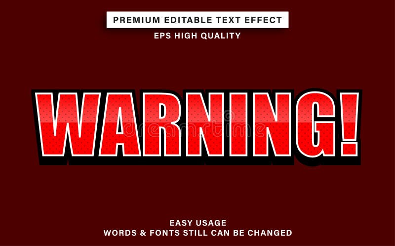 Editable Text Effect Warning Style Stock Vector - Illustration of ...