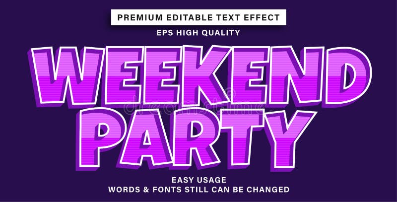 Editable Text Effect Weekend Party Stock Vector - Illustration of ...