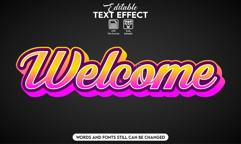 Editable Text Effect Welcome Stock Vector - Illustration of font ...