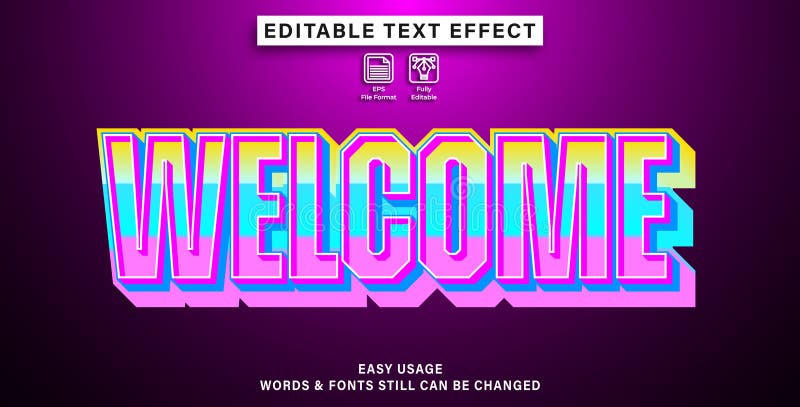 Editable Text Effect Welcome Stock Vector - Illustration of cool ...
