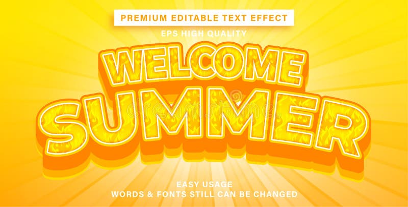 Editable Text Effect Welcome Summer Stock Vector - Illustration of ...