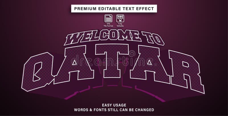 Editable Text Effect Welcome To Qatar Stock Vector - Illustration of ...