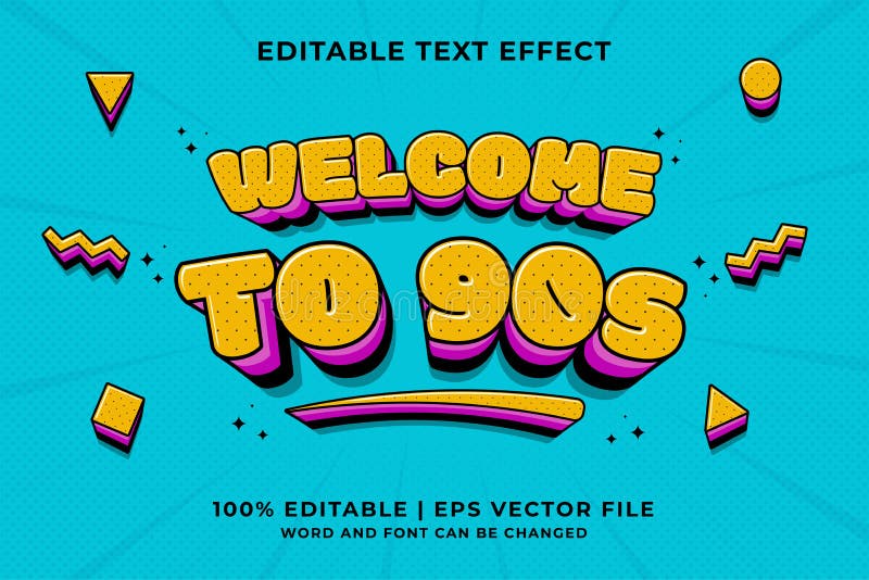 Editable Text Effect Welcome To 90s 3d Traditional Cartoon Template ...
