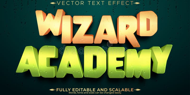 Editable Text Effect Wizard, 3d Magic and Cartoon Font Style Stock ...
