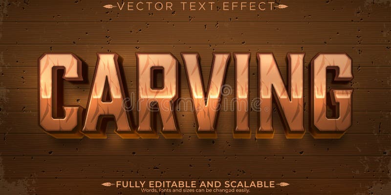 Editable Text Effect Wood, 3d Carving and Carpenter Font Style Stock ...