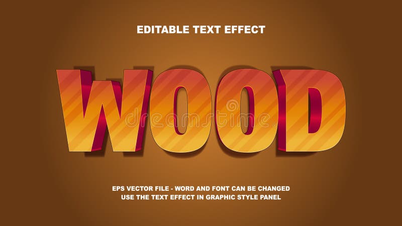 Editable Text Effect Wood 3D Vector Template Stock Vector ...