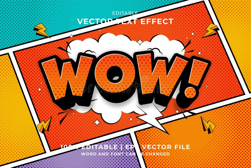 Editable Text Effect Wow 3d Cartoon Comic Style Premium Vector Stock ...