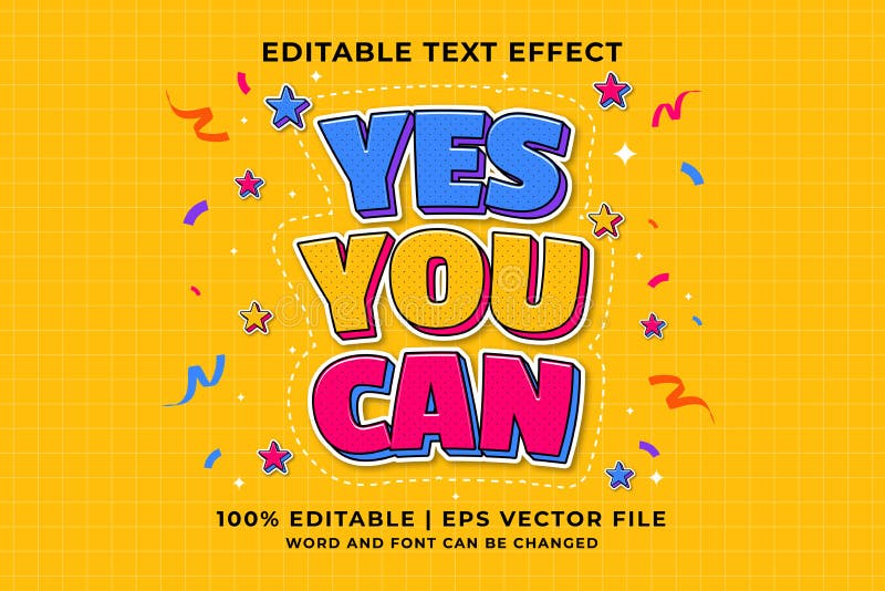 Editable Text Effect - Yes You Can Cartoon Template Style Premium Vector Stock Vector ...