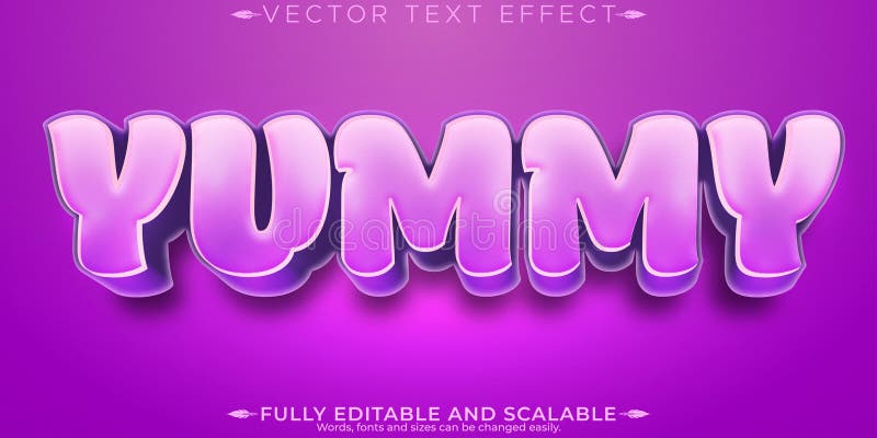 Editable Text Effect Yummy, 3d Cartoon and Funny Font Style Stock ...