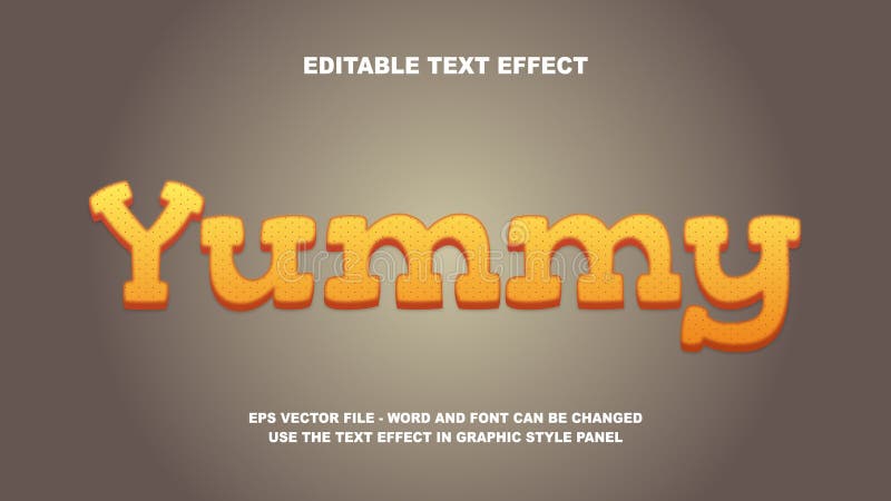 Editable Text Effect Yummy 3D Vector Template Stock Vector ...
