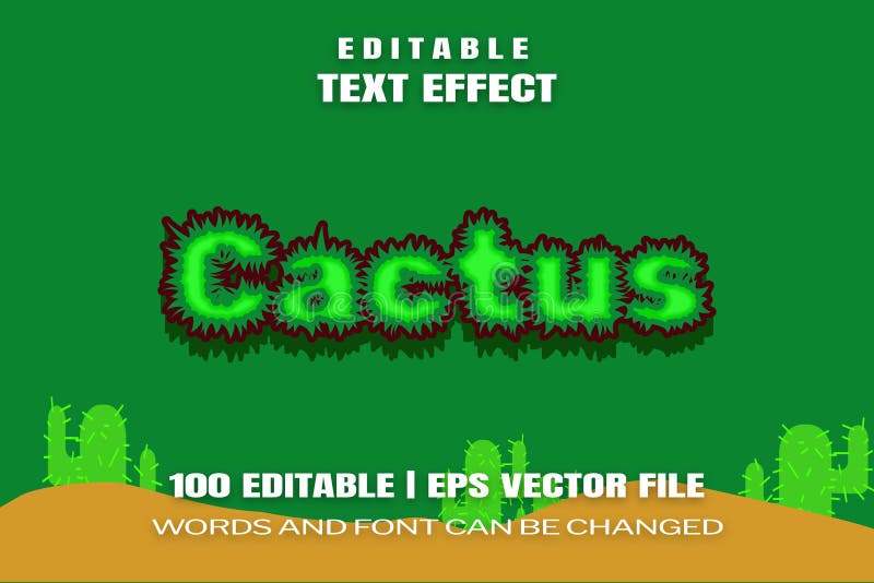 Text effects Cactus stock vector. Illustration of dimensional - 243282342