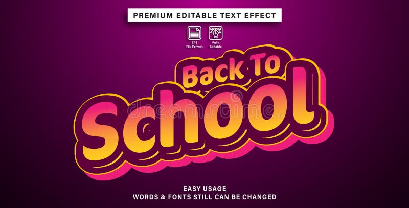 Editable Text or Font Effect Back To School Style Stock Vector ...