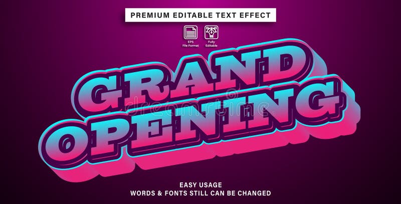 Editable Text or Font Effect Grand Opening Stock Vector - Illustration ...
