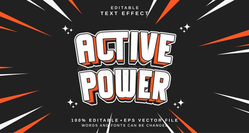 Editable Text Style Effect - Active Power Text Style Theme Stock Vector ...