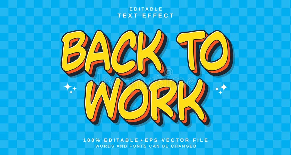Editable Text Style Effect - Back To Work Text Style Theme Stock Vector ...