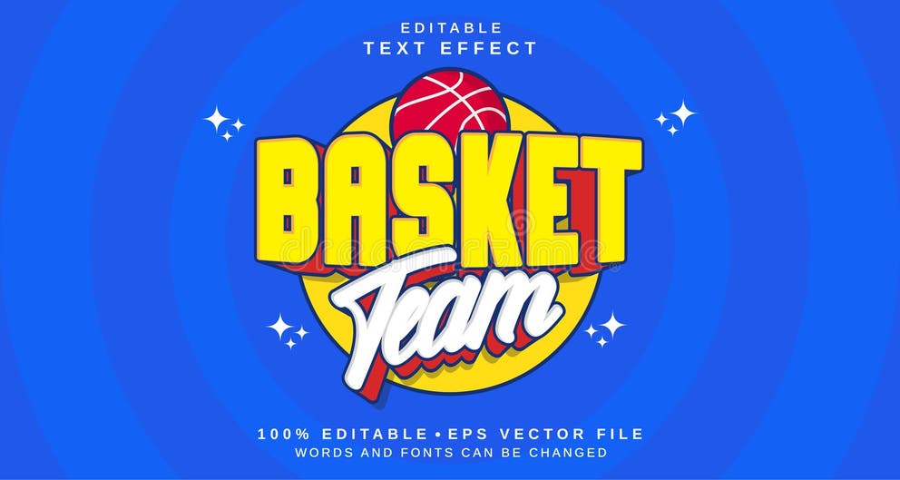 Editable Text Style Effect - Basket Team Text Style Theme Stock Vector ...
