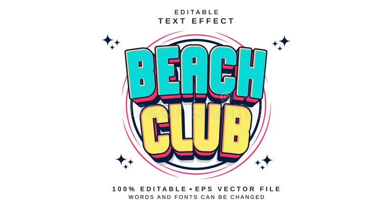 Editable Text Style Effect - Beach Club Text Style Theme Stock Vector ...