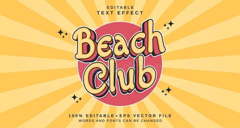Editable Text Style Effect - Beach Club Text Style Theme Stock Vector ...