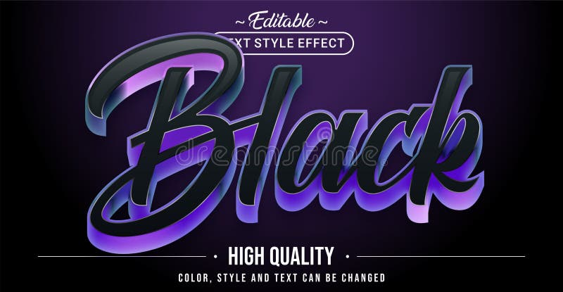 Editable Text Style Effect - Black Text Style Theme Stock Vector ...