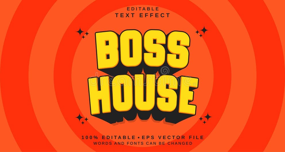 Editable Text Style Effect - Boss House Text Style Theme Stock Vector ...
