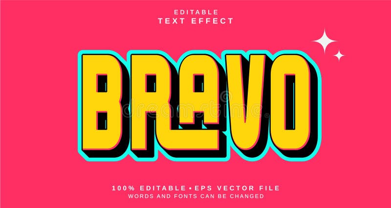 Editable Text Style Effect - Bravo Text Style Theme Stock Vector ...