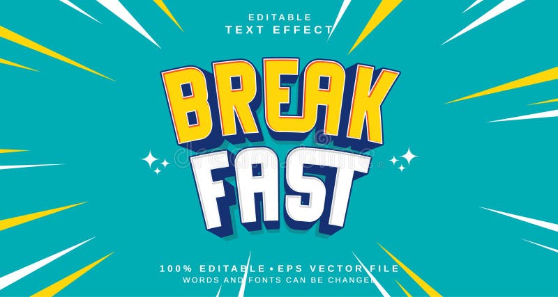 Editable Text Style Effect - Break Fast Text Style Theme Stock Vector ...