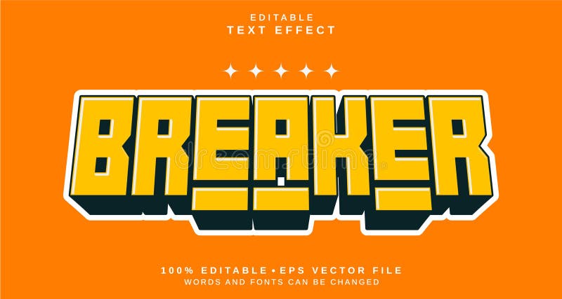 Editable Text Style Effect - Breaker Text Style Theme Stock Vector ...