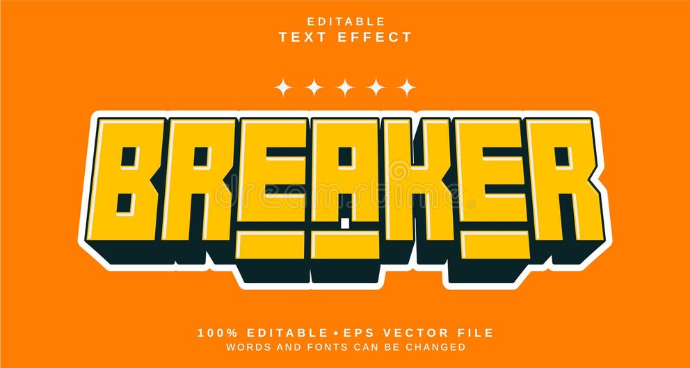Editable Text Style Effect - Breaker Text Style Theme Stock Vector ...