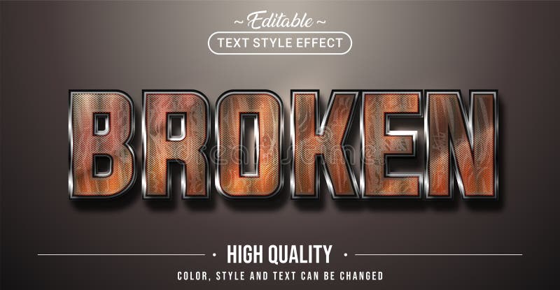 Editable Text Style Effect - Broken Text Style Theme Stock Vector ...
