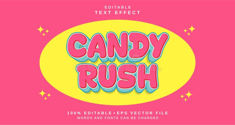 Editable Text Style Effect - Candy Rush Text Style Theme Stock Vector ...