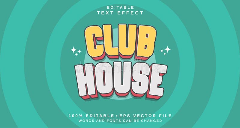 Editable Text Style Effect - Club House Text Style Theme Stock Vector ...