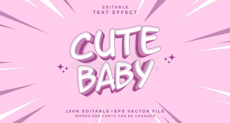 Editable Text Style Effect - Cute Baby Text Style Theme Stock Vector ...
