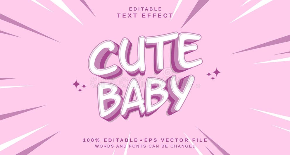 Editable Text Style Effect - Cute Baby Text Style Theme Stock Vector ...