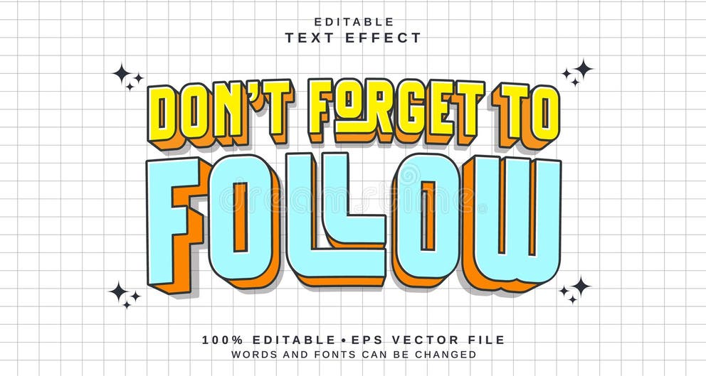 Editable Text Style Effect - Follow Text Style Theme Stock Vector ...