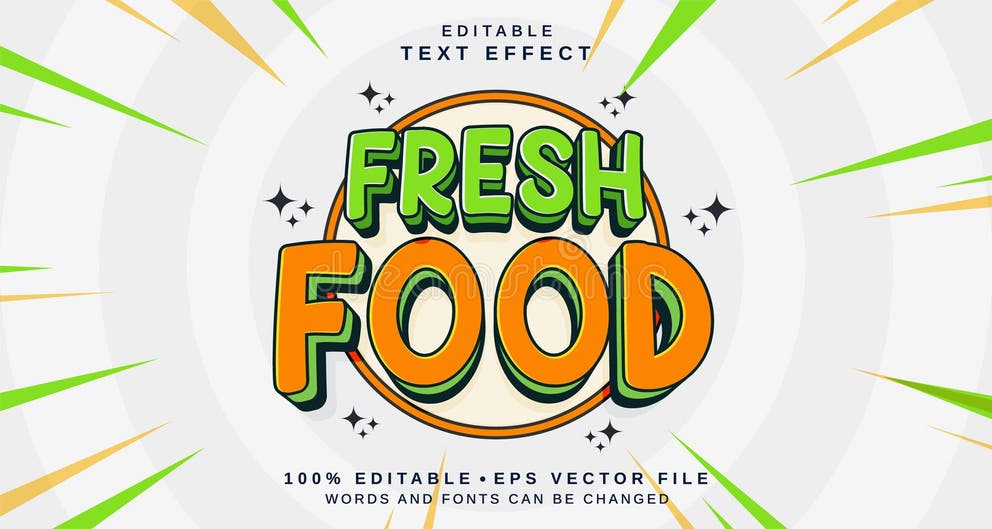Editable Text Style Effect - Fresh Food Text Style Theme Stock Vector ...