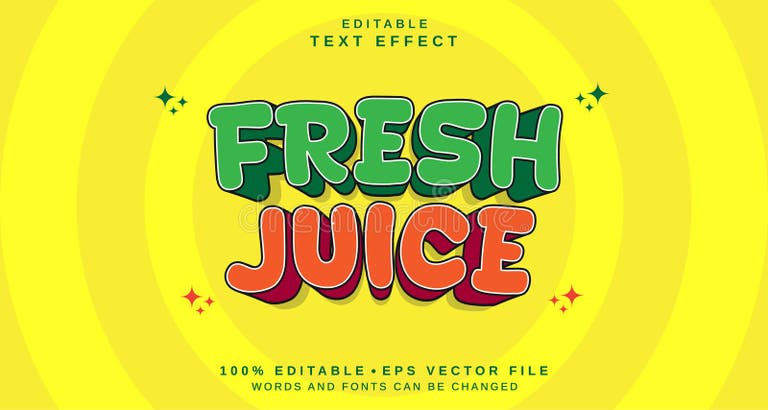Editable Text Style Effect - Fresh Juice Text Style Theme Stock Vector ...