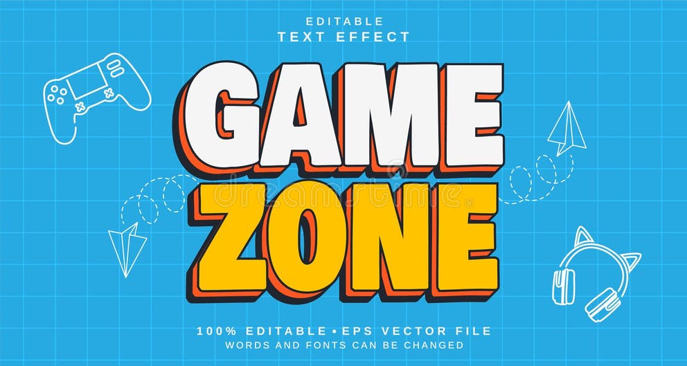 Editable Text Style Effect - Game Zone Text Style Theme Stock Vector ...