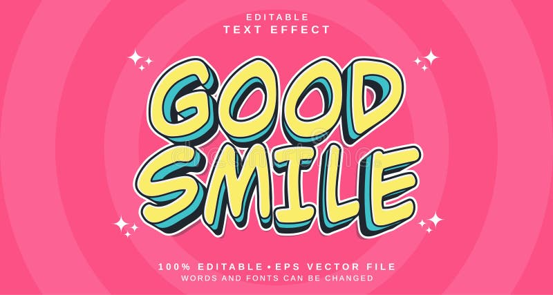 Editable Text Style Effect - Good Smile Text Style Theme Stock Vector ...