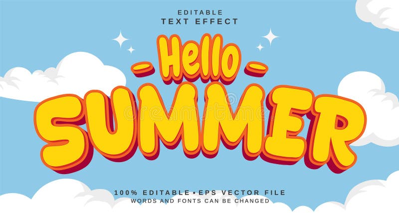 Editable Text Style Effect - Hallo Summer Text Style Theme Stock Vector ...