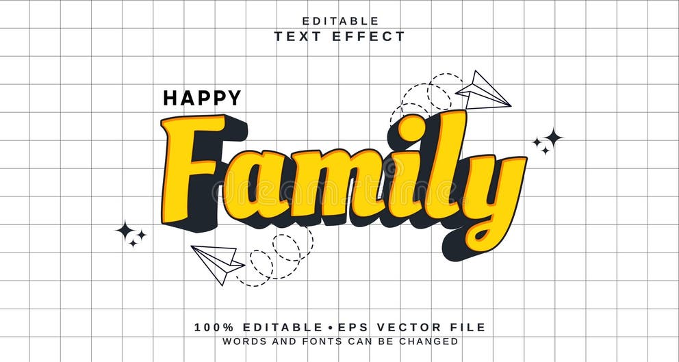 Editable Text Style Effect - Happy Family Text Style Theme Stock Vector ...