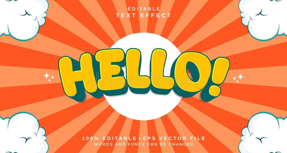Editable Text Style Effect - Hello Text Style Theme Stock Vector ...