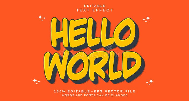 Editable Text Style Effect - Hello World Text Style Theme Stock Vector - Illustration of cool ...